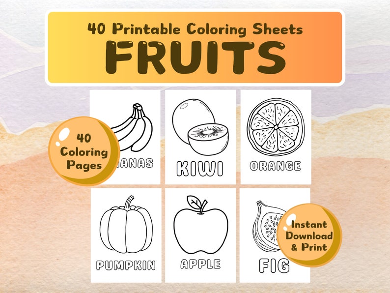 40 Fruits With Names Coloring Pages for Kids Learning Materials for ...