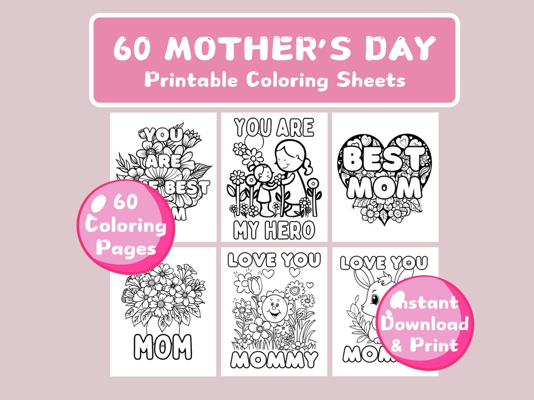 60 Mom's Day Coloring Pages for Kids Coloring Books Learning Materials ...