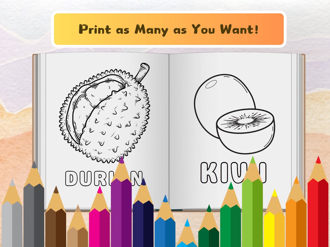 40 Fruits With Names Coloring Pages for Kids Learning Materials for ...