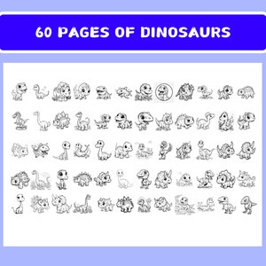60 Dinosaurs Coloring Pages for Kids, Adults, Coloring Book for Home ...