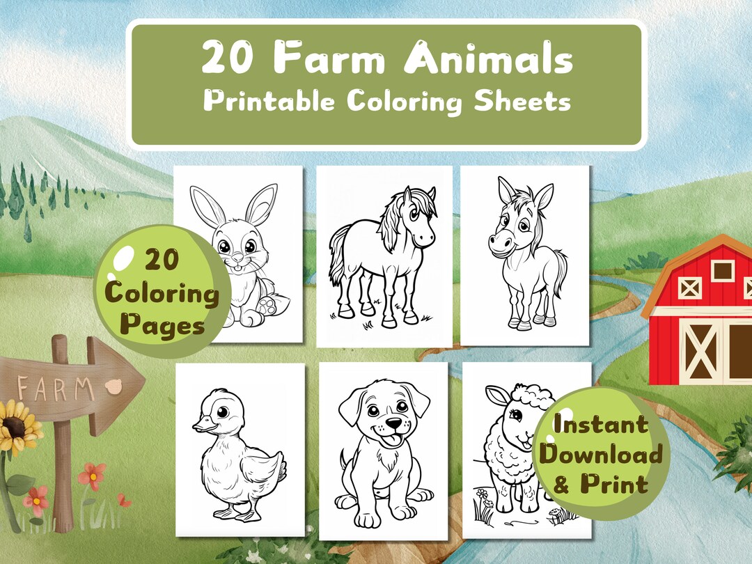 20 Cute Farm Animals Coloring Pages for Kids, Toddlers, Preschoolers ...