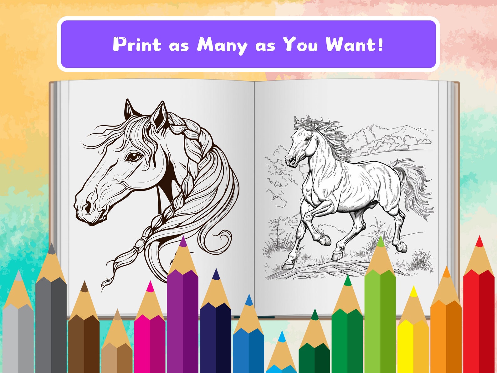 60 Horses Coloring Pages for Kids, Adults, Coloring Activity and ...