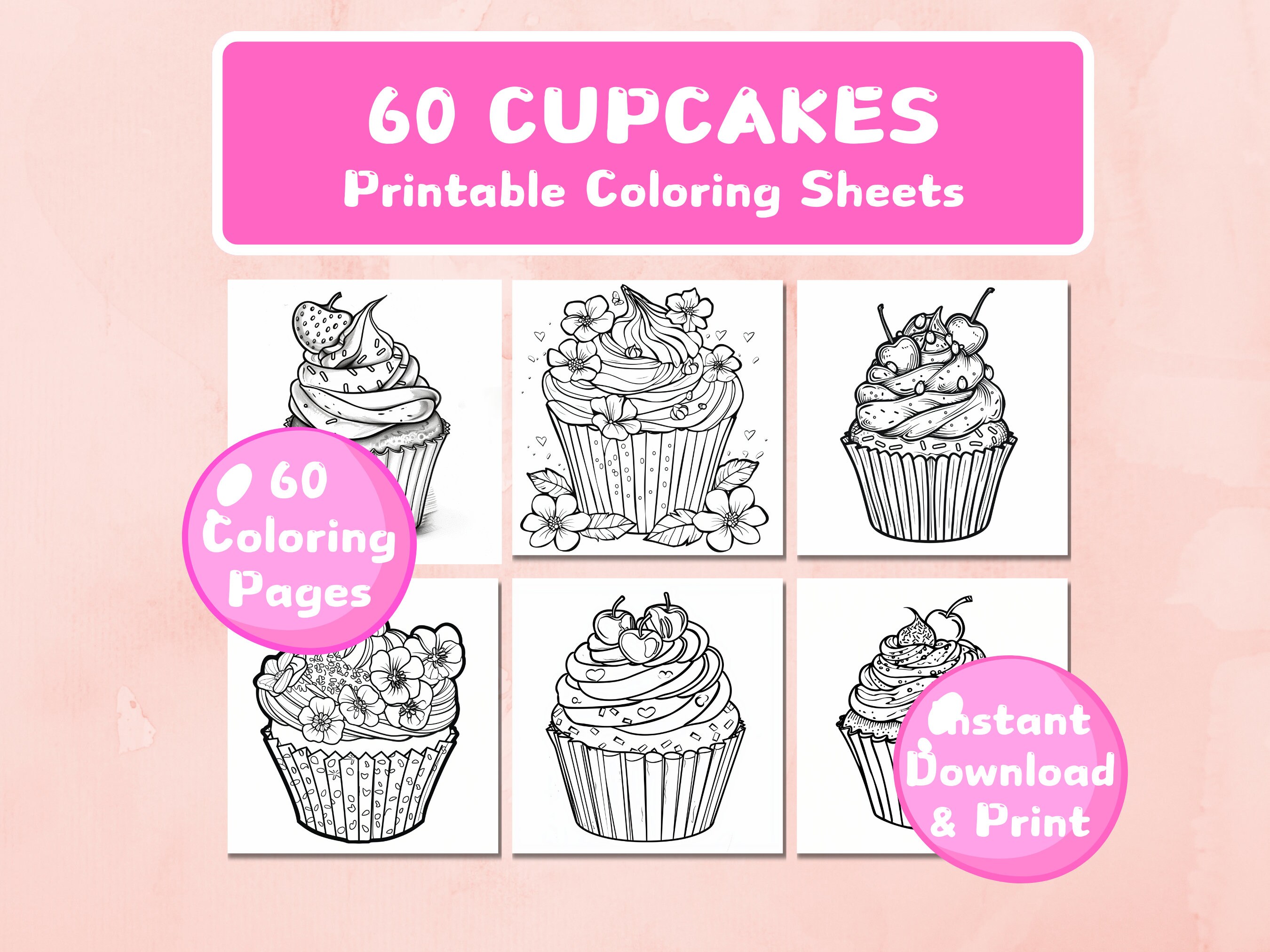 60 Cupcakes Coloring Pages for Kids, Adults, Coloring Books and ...