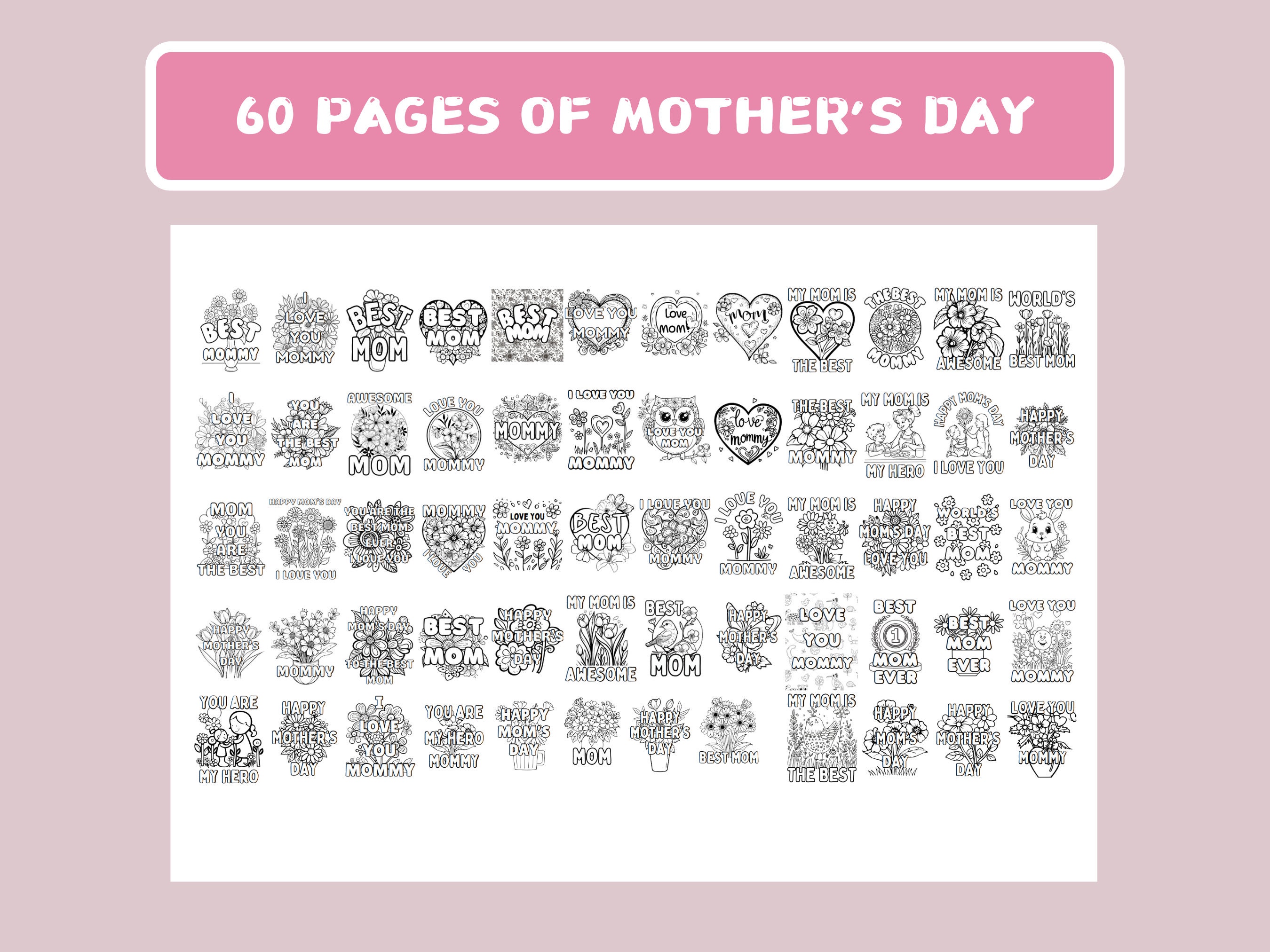 60 Mom's Day Coloring Pages for Kids Coloring Books Learning Materials ...