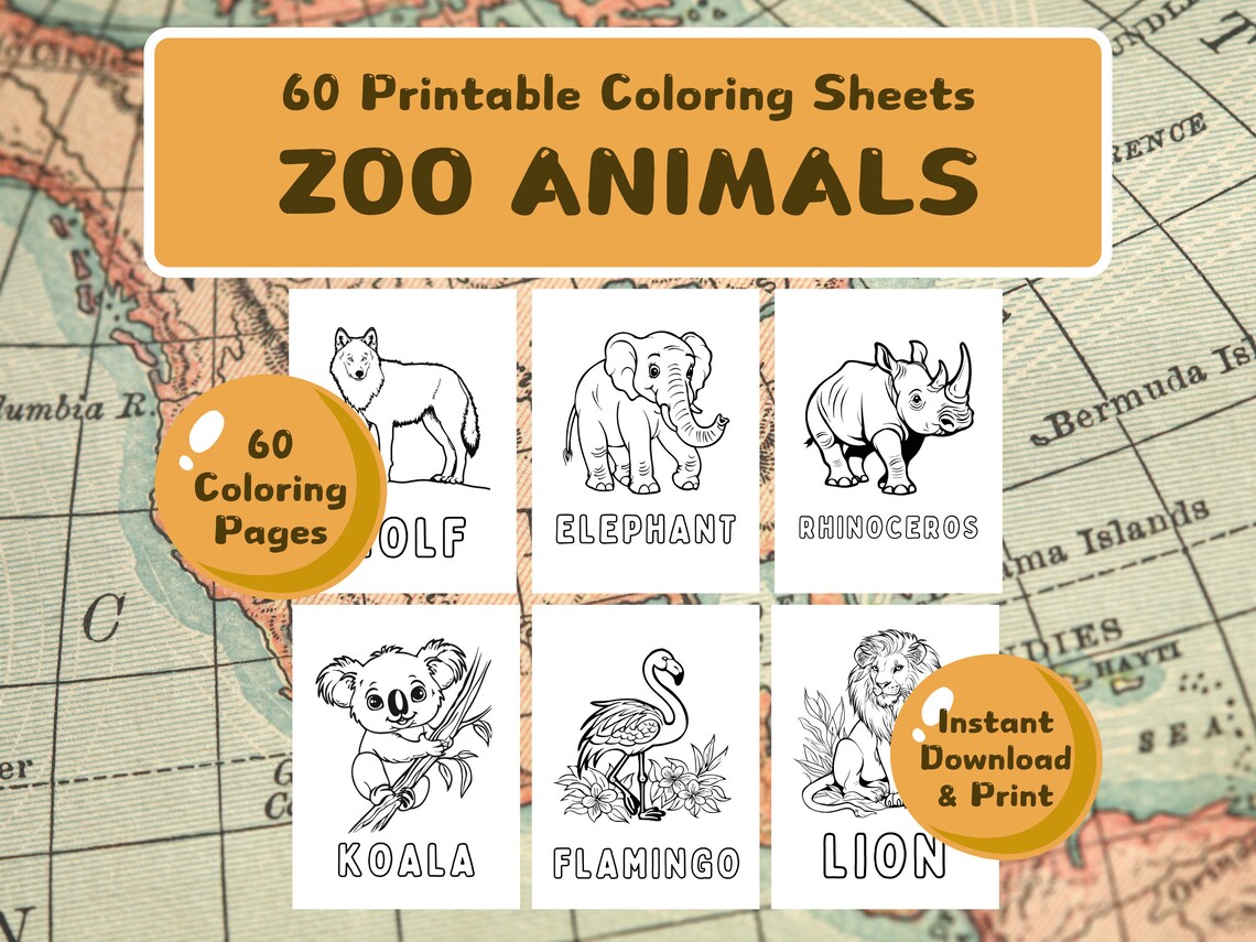 60 Zoo Animals With Names Coloring Pages for Kids Learning Materials ...