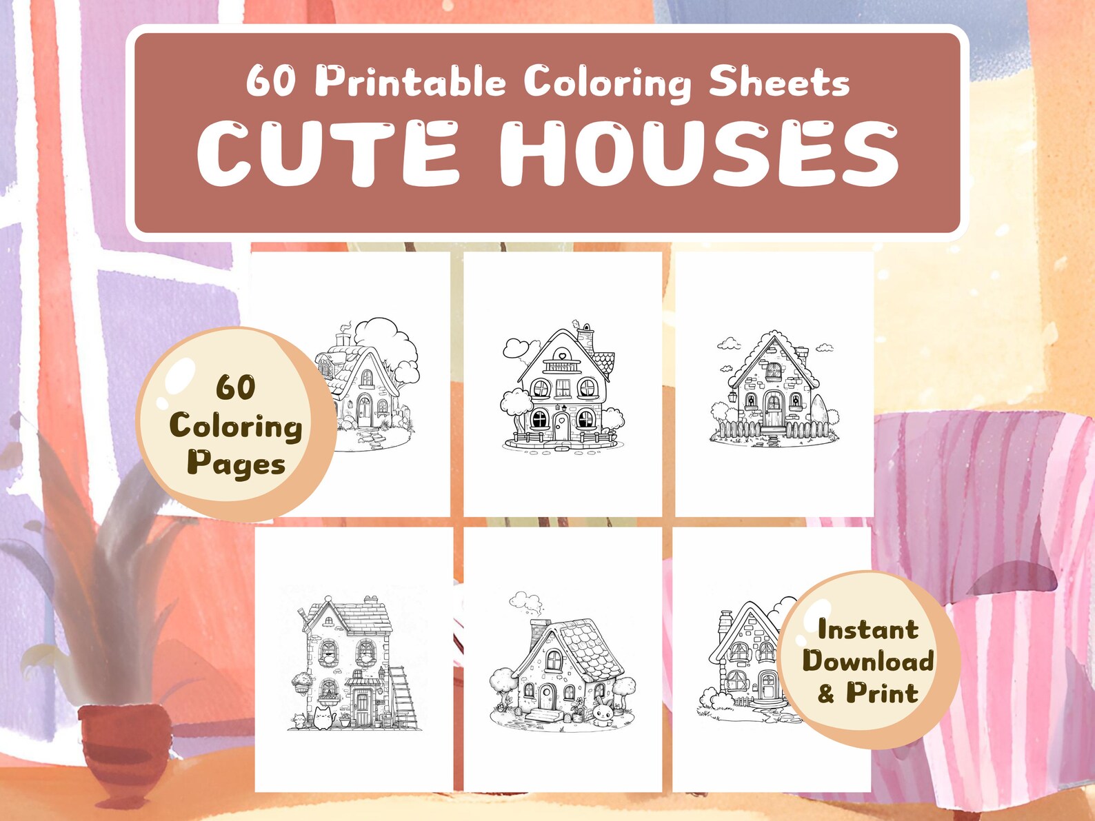 60 Cute Houses Coloring Pages for Kids Coloring Activity Learning ...