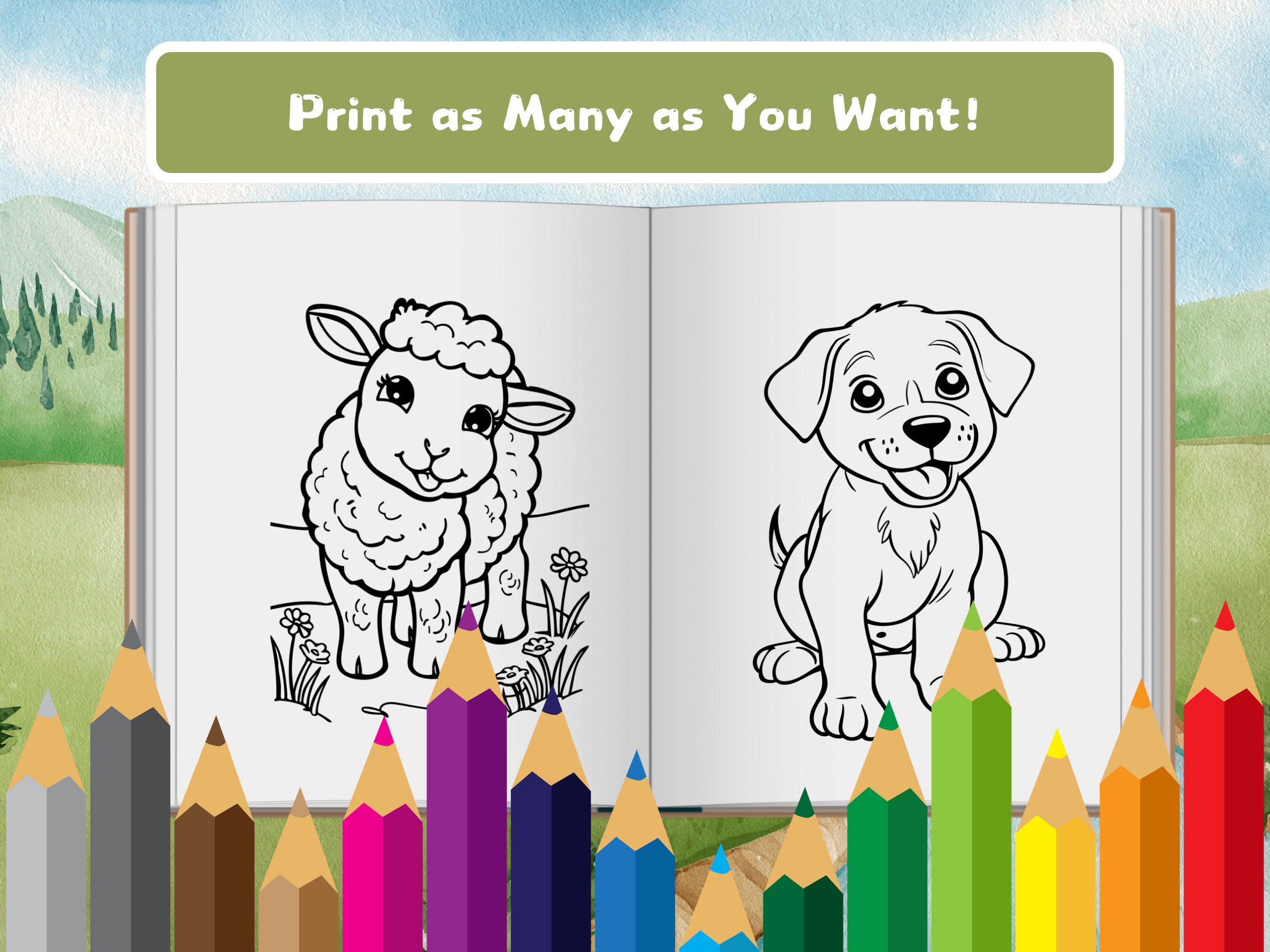 20 Cute Farm Animals Coloring Pages for Kids, Toddlers, Preschoolers ...
