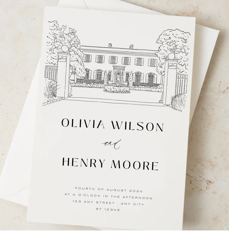 Custom Venue Illustration for Wedding Invitation Custom Venue Sketch ...