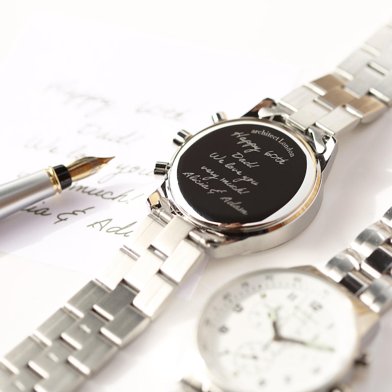 Personalised Swiss Made Men's Watch: Handwriting Engraved - - Etsy