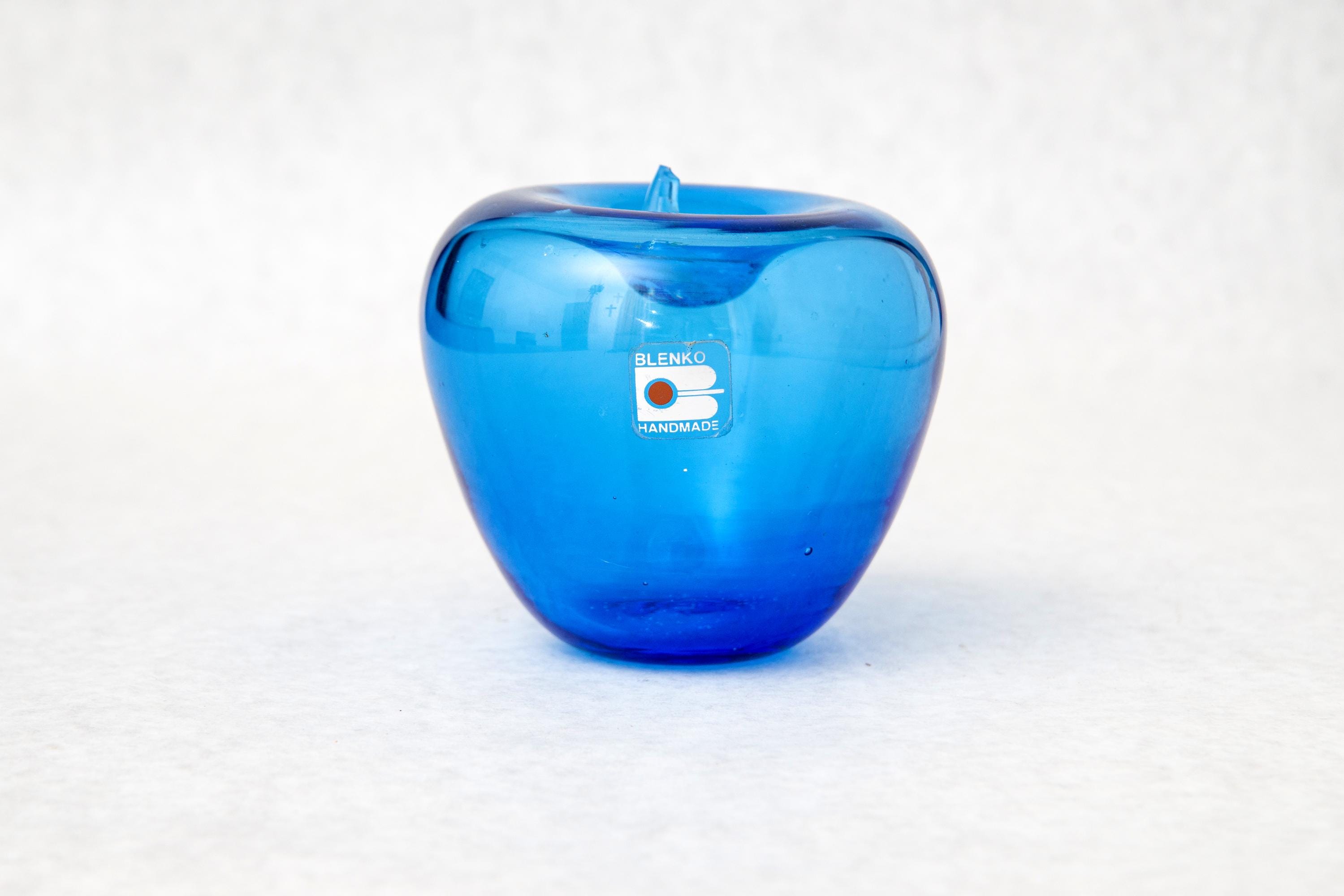 Vintage Blenko Hand Blown Blue Glass Apple - Etsy