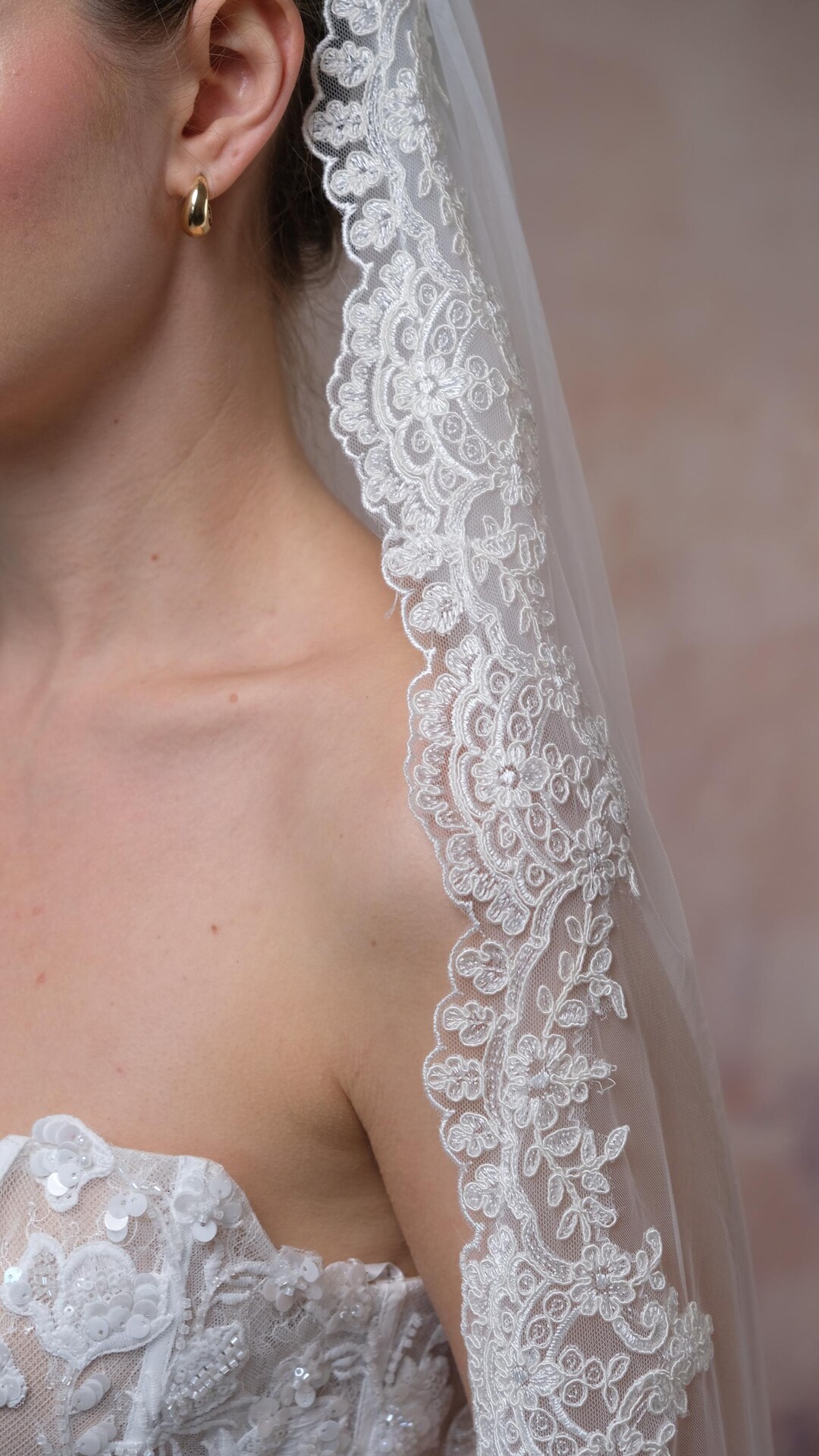 Rosabella - Dark Ivory Lace Veil, Bridal Lace Veil, Wedding Veil ...