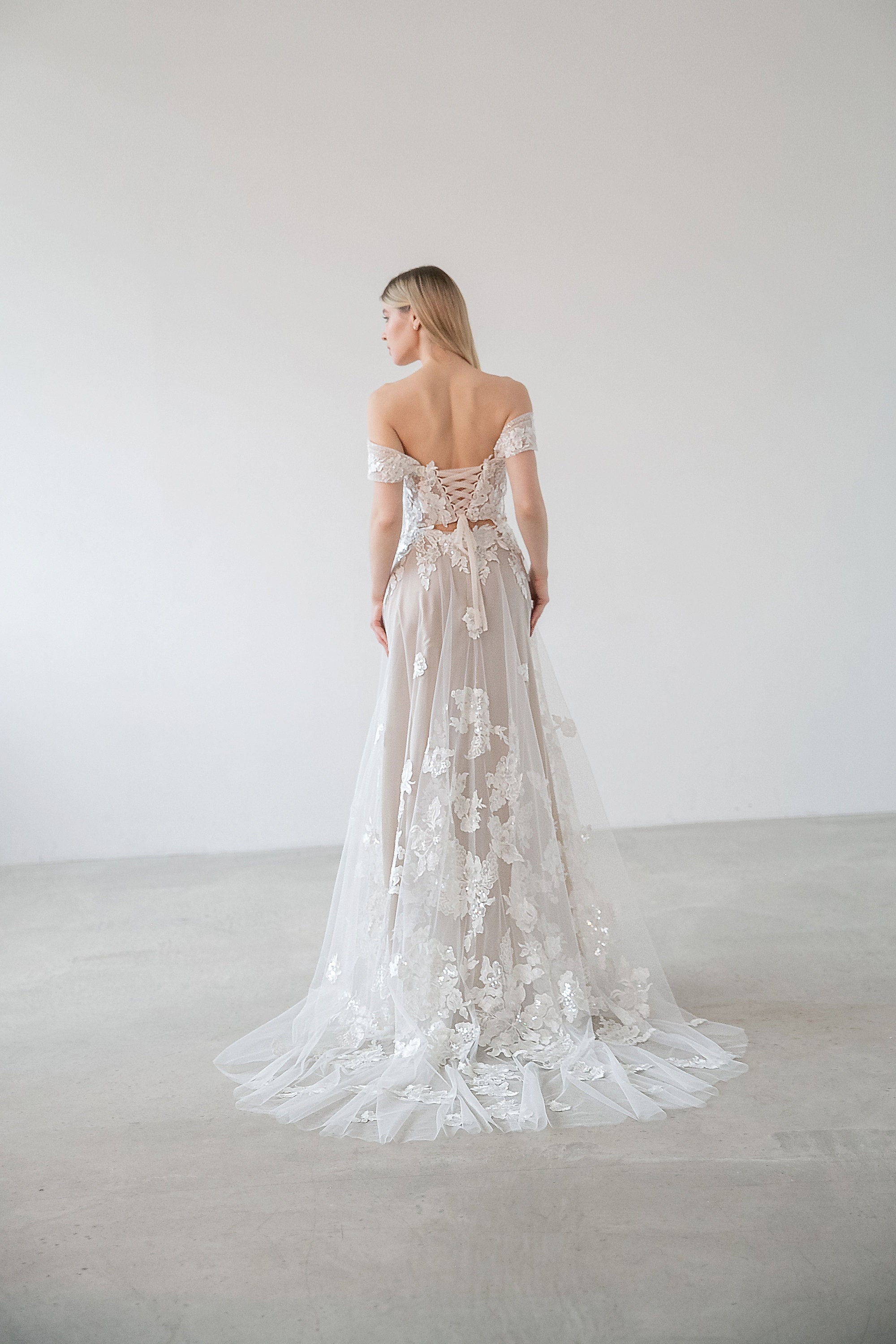 Jasmine Removable Lace Overskirt, Bridal Overskirt, Lace and Tulle ...