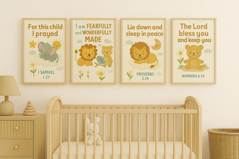 Bible Verse Nursery Wall Art Set - Christian Digital Prints for Kids ...