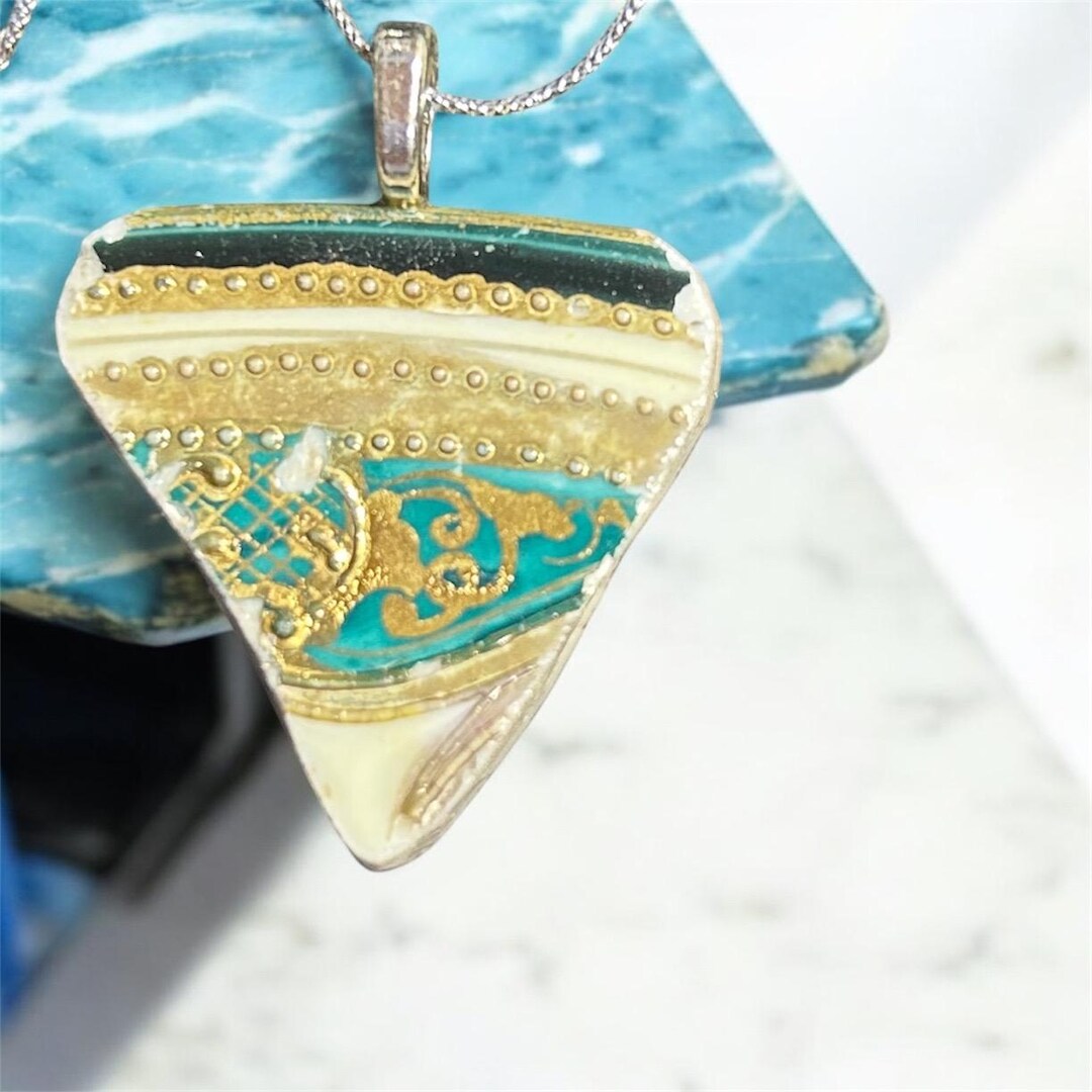 Vintage Triangle Shaped Broken Chinaware China Pendant - Etsy