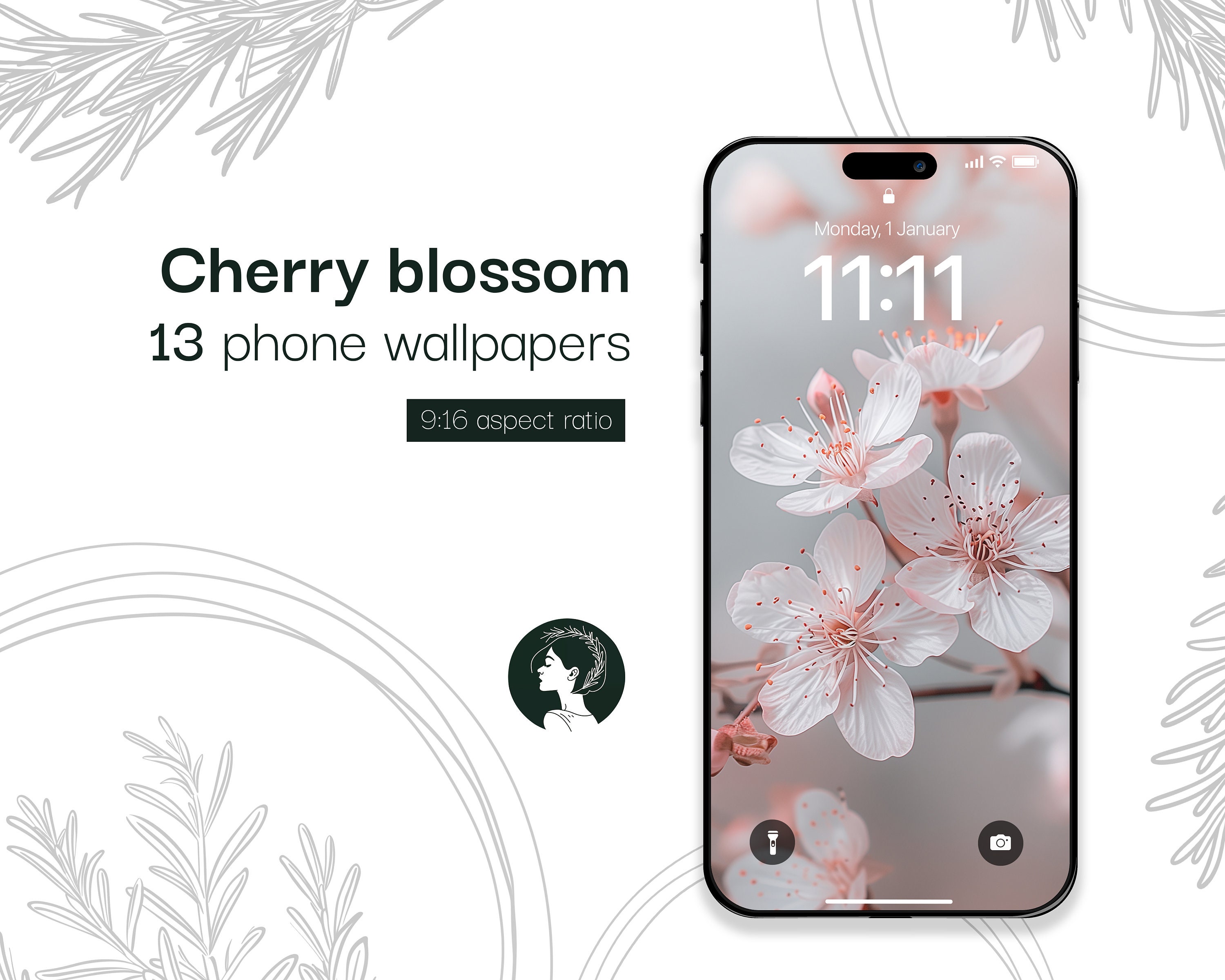 Cherry Blossom Abstract Mobile Wallpaper, Instant Download, iPhone ...