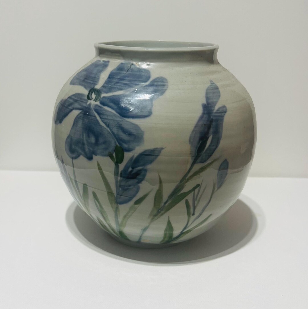 Pot With Blue Flowers (pottery) - Etsy