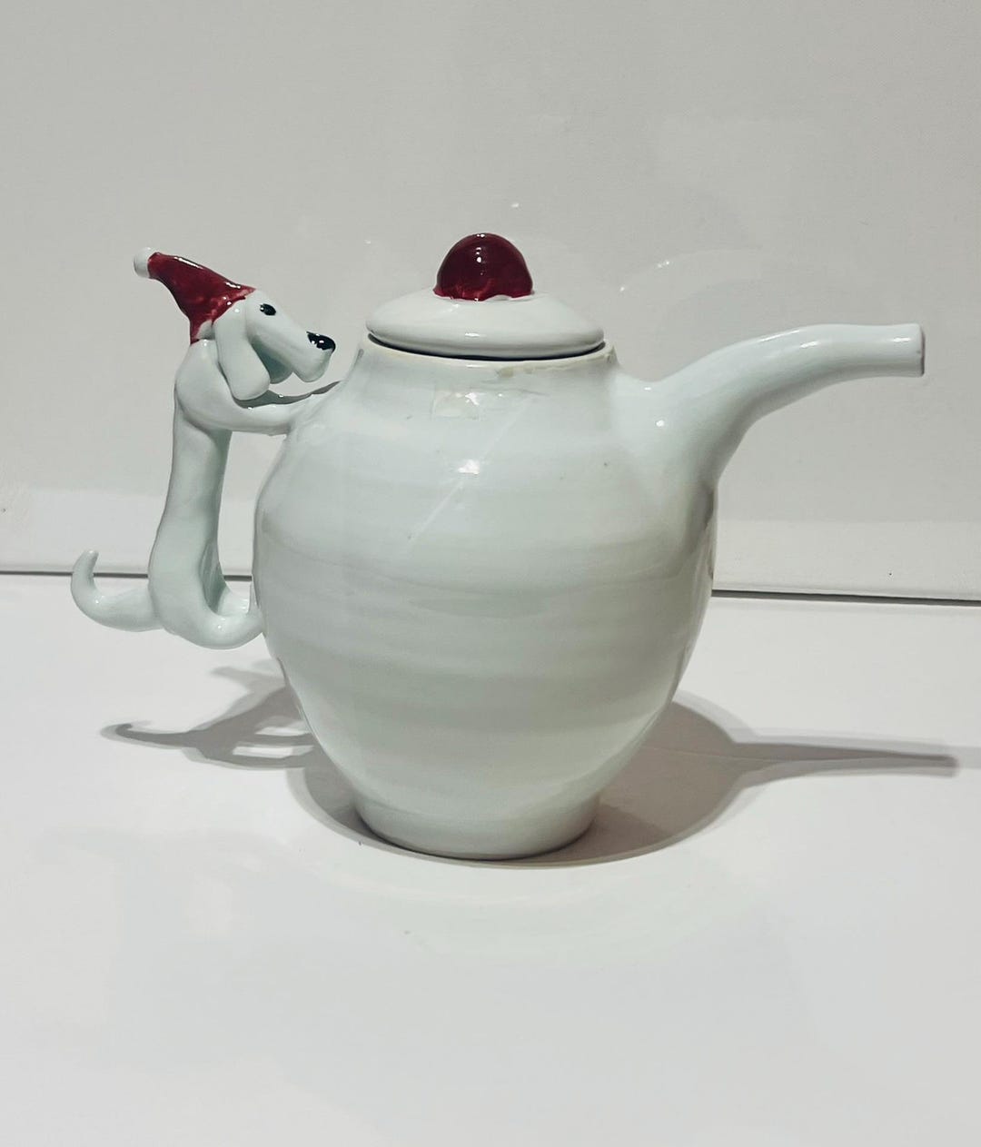 Tea Pot Medium Size With Dog Handle (red Cap) - Etsy