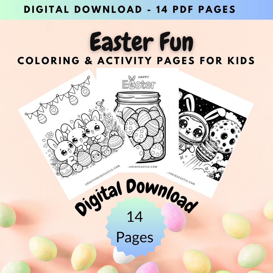 14 Easter Coloring Pages, Quick & Easy Printable PDF Activity for Kids ...