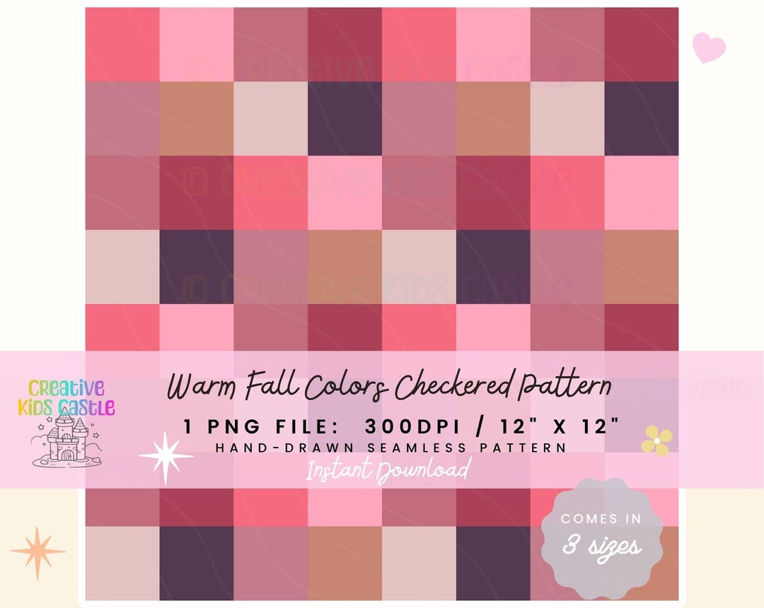 Warm Fall Colors Checkered Seamless Pattern Digital Download, Cozy ...