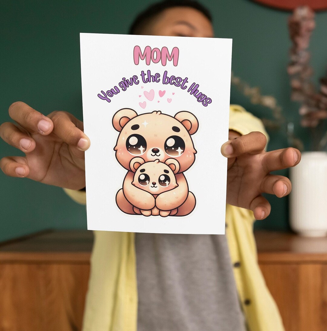 Best Mom Bear Hug Appreciation Card, Cute Greeting Card Gift for Mom ...