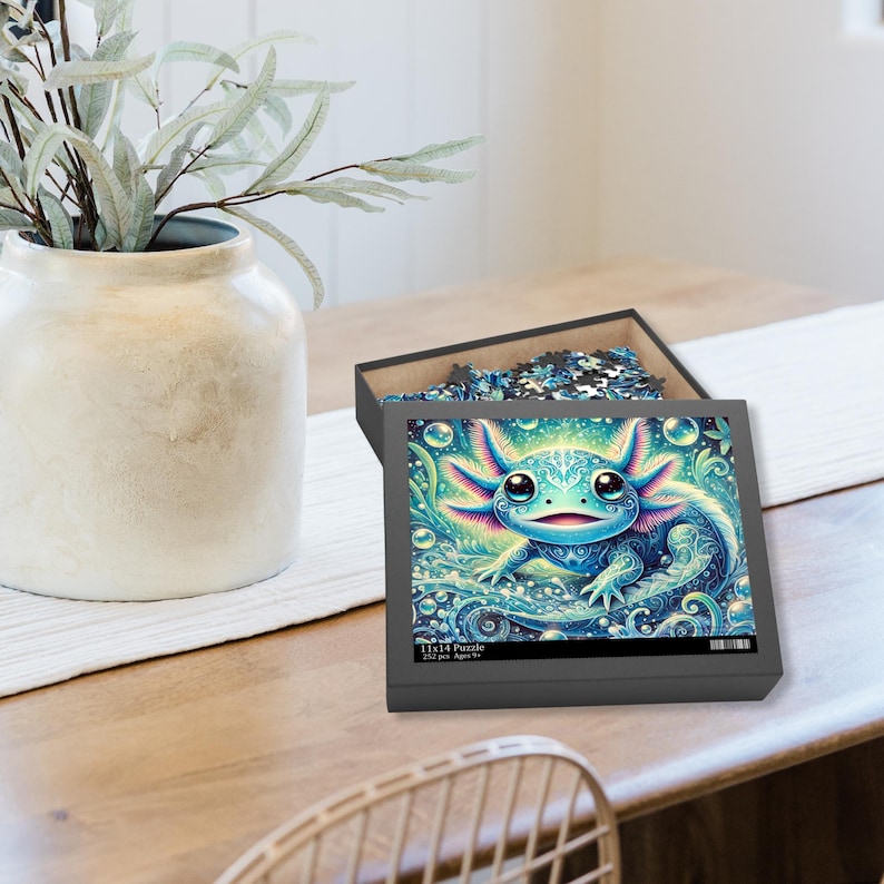 Jigsaw Puzzle, Magical Axolotl Underwater Puzzle, Turquoise Dreamscape ...