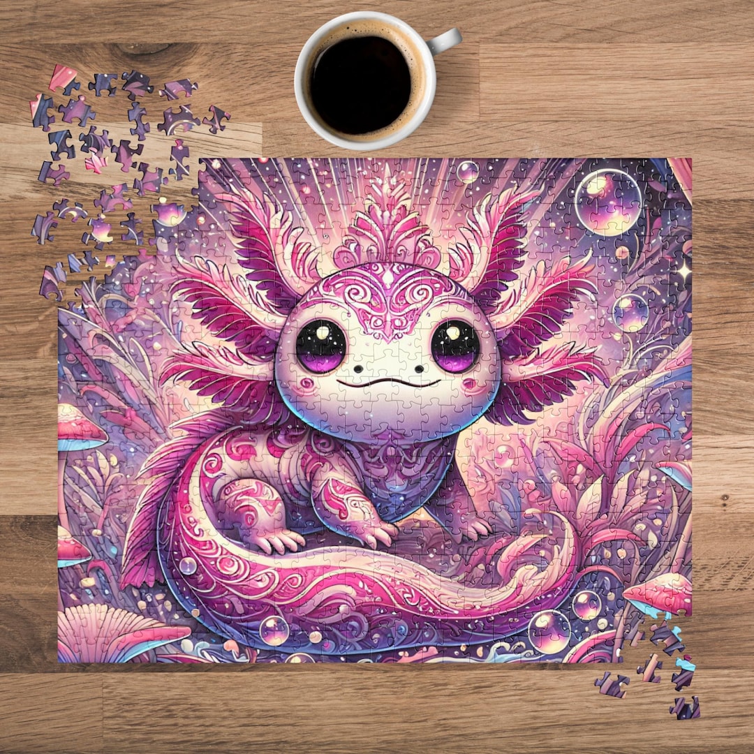 Axolotl Jigsaw Puzzle, Magical Pink Axolotl Underwater Puzzle ...