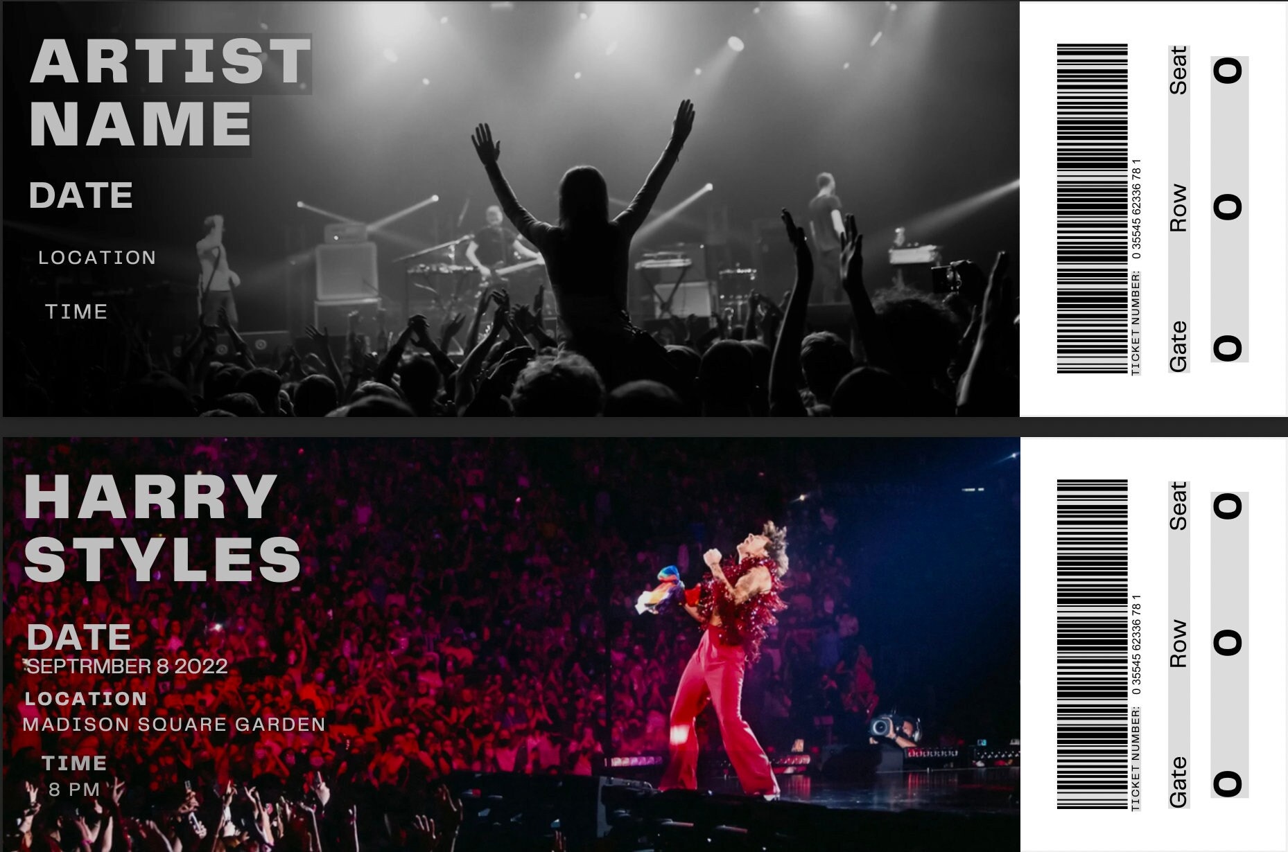 Custom Laminated Concert Tickets - Etsy