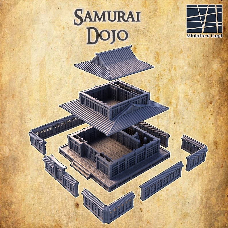 3D Printed Samurai Dojo – 28mm Tabletop Terrain, Wargaming RPG - Etsy
