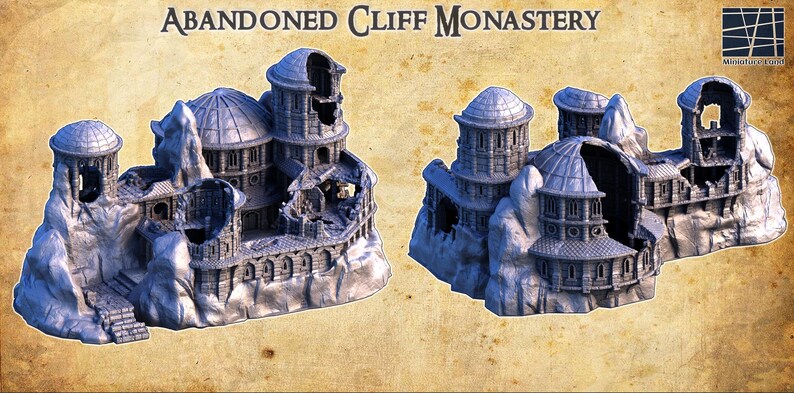3D Printed Abandoned Cliff Monastery – Tabletop RPG Terrain, 28mm - Etsy