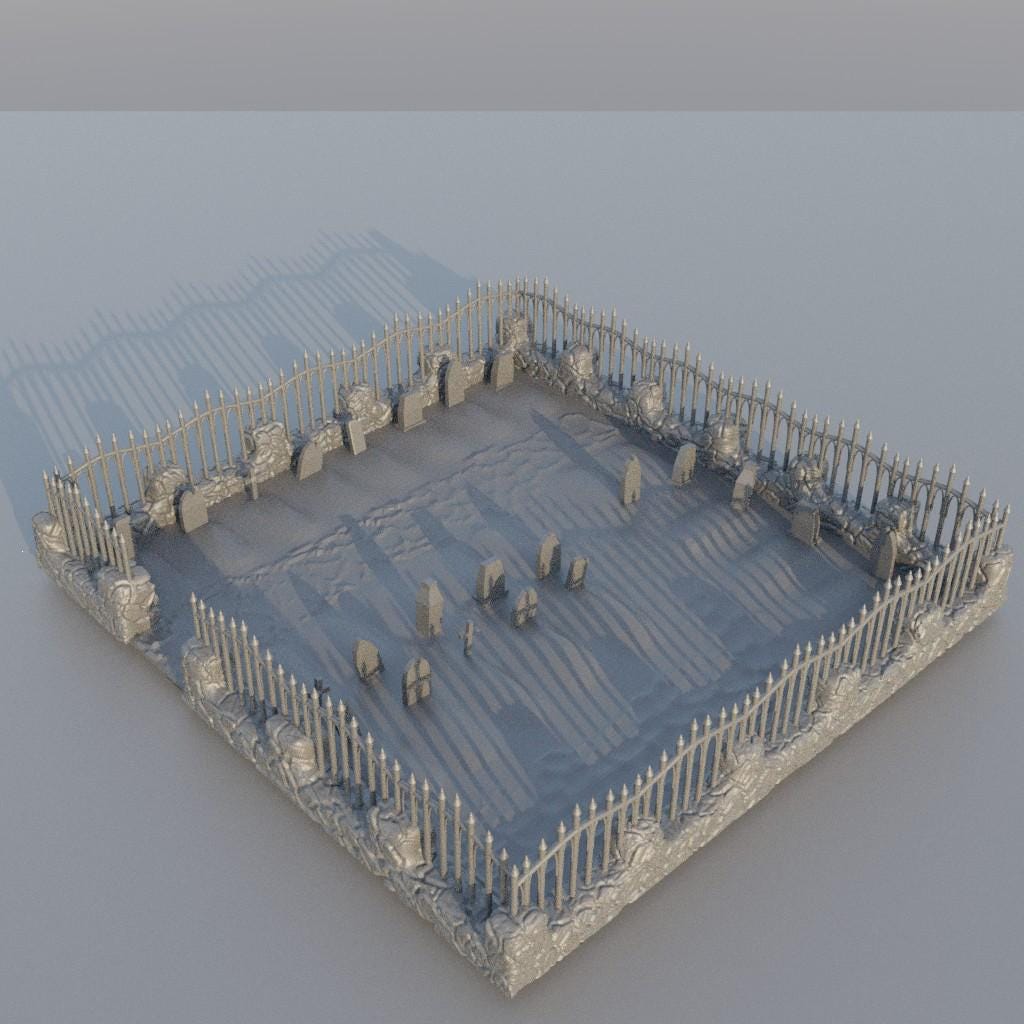 3D Printed Graveyard Terrain - Miniatureland RPG Wargaming (28mm/32mm ...