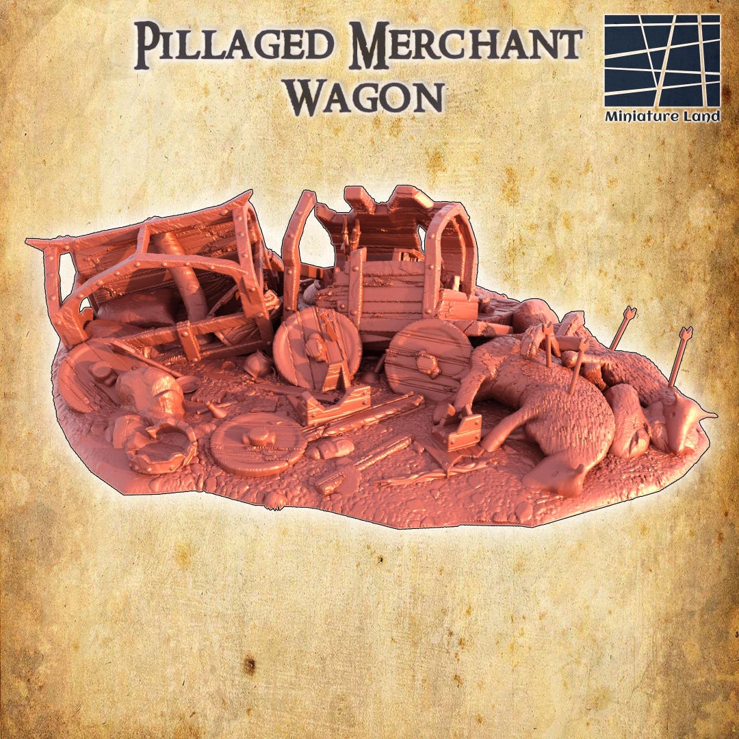 Pillaged Merchant Wagon – 28mm Tabletop RPG Terrain - Etsy