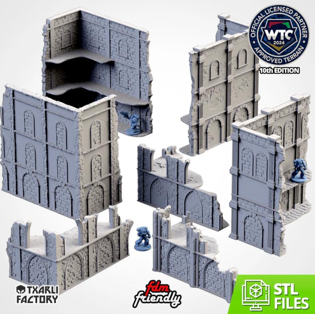 Modular CITY RUINS WTC Set Txarli Factory Ruined 40k Building Terrain ...