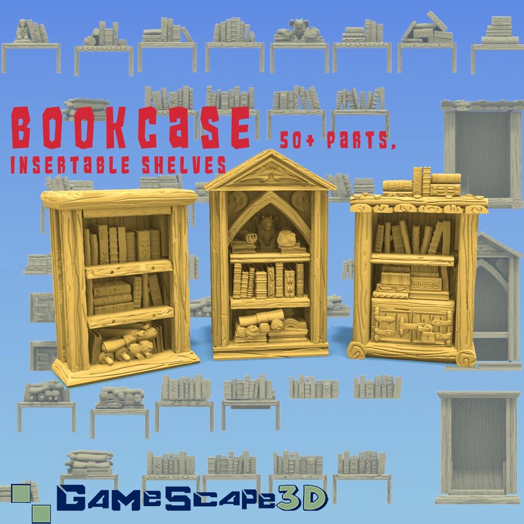 Bookcases With Over 40 Insert Shelves - Scatter Terrain by Gamescape3d ...