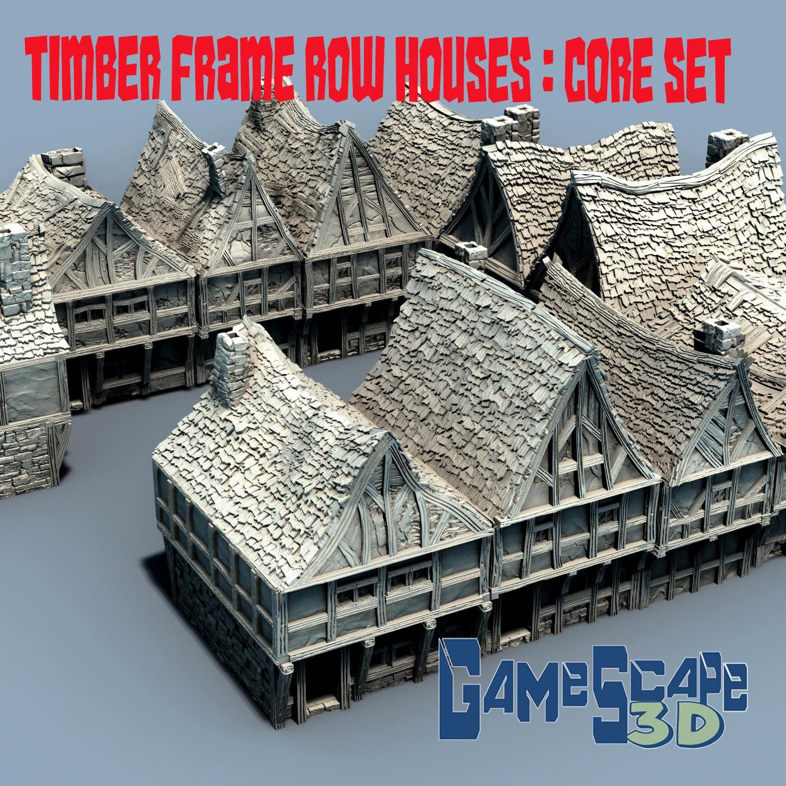 3D Printed Timber Frame Row Houses – Wargame Tabletop Terrain - Etsy