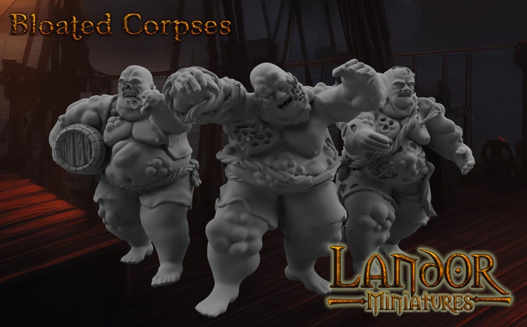Bloated Corpses, Modular Undead Swashbucklers by Landor Miniatures! Vampire Coast for Fantasy ...