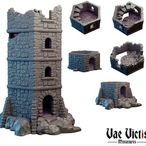 Modular Fantasy Tower Stone Medieval Building 28mm Tabletop Terrain ...