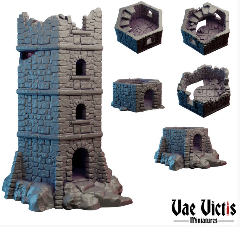 Modular Fantasy Tower Stone Medieval Building 28mm Tabletop Terrain ...