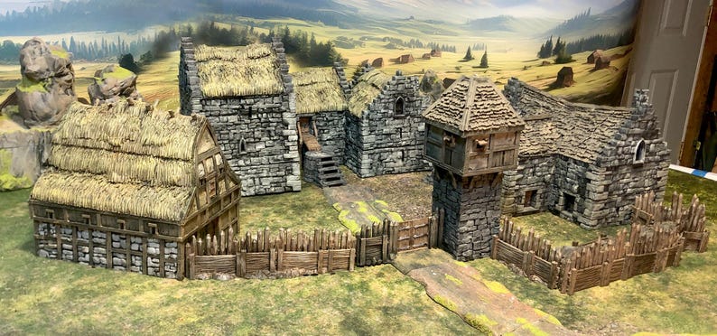 3D Printed Walled Village: Tabletop Terrain for Wargames - Etsy