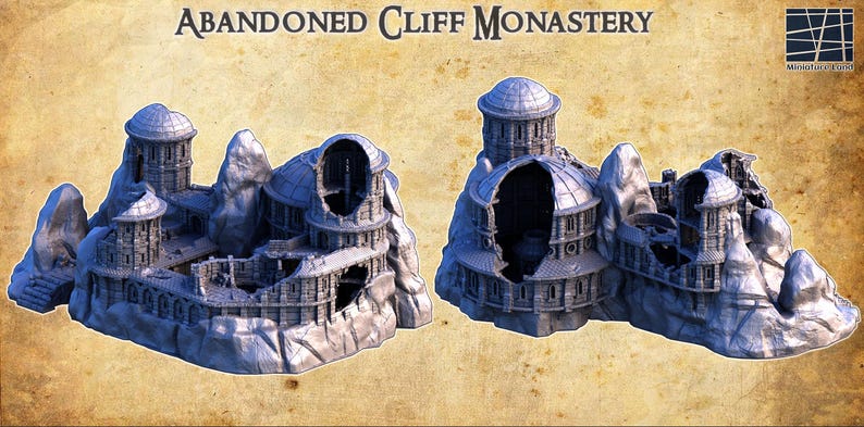 3D Printed Abandoned Cliff Monastery – Tabletop RPG Terrain, 28mm - Etsy