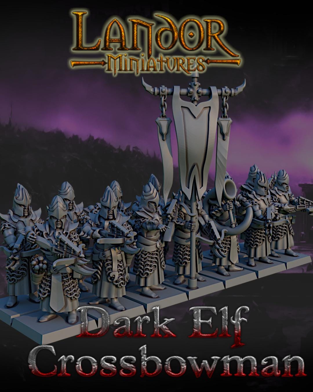 Dark Elves Crossbowman, Modular Dark Elven Miniatures by Landor ...