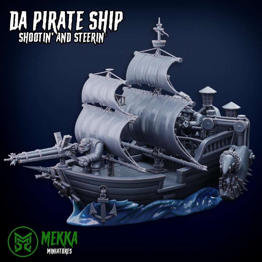Orc Pirate Ship Miniature, Sci-fi Wargame Terrain, Mekka Miniatures - Etsy