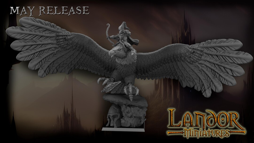 Hero on Giant Eagle, Modular High Elven Miniatures by Landor Miniatures ...