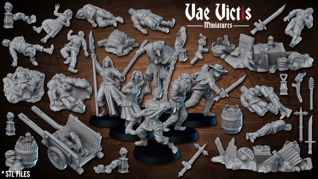 Plague in Town Scenery and Terrain Set, Tabletop Plague Victim Scenery ...