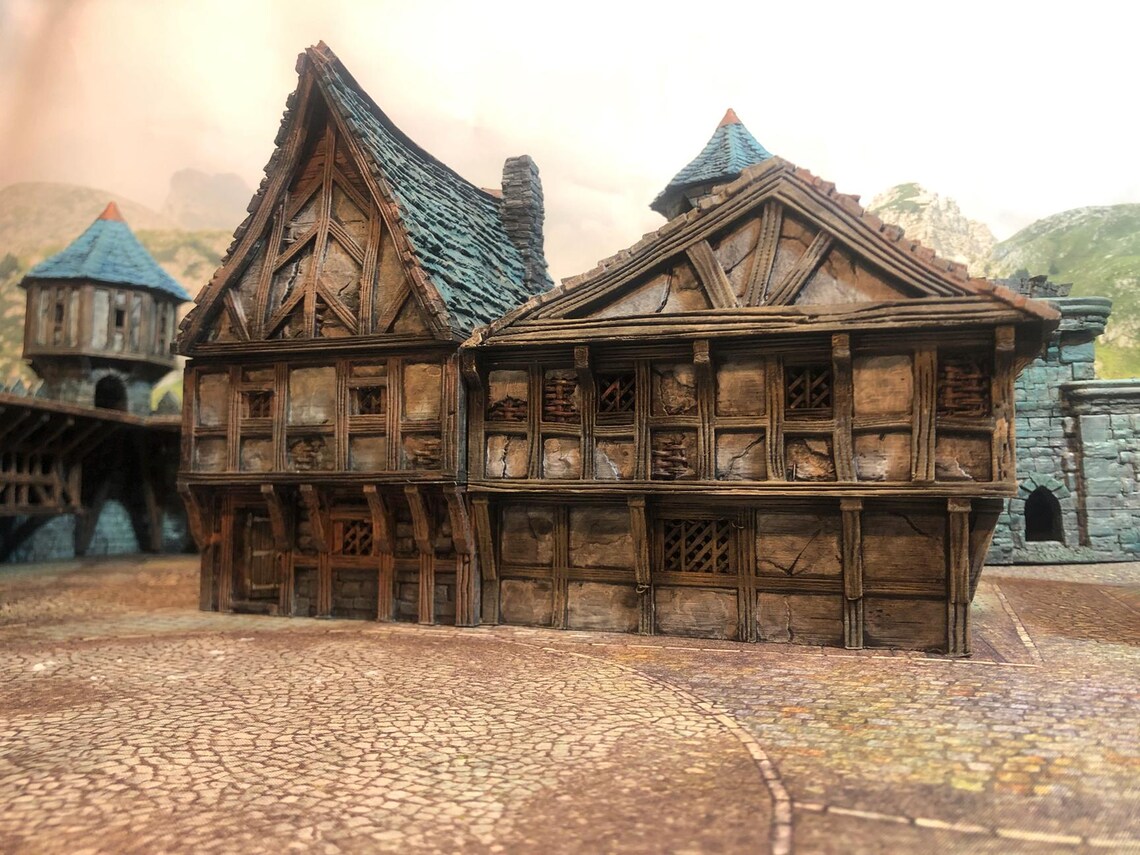 3D Printed Timber Frame Row Houses – Wargame Tabletop Terrain - Etsy