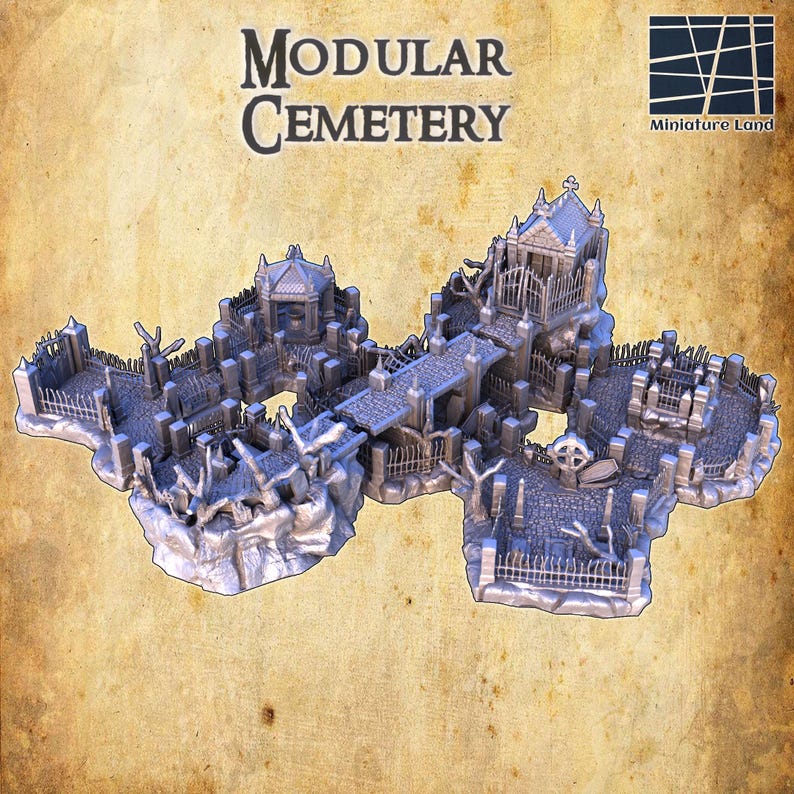 Modular Cemetery - Tabletop Terrain - 28 MM, Tabletop 3D Printed ...