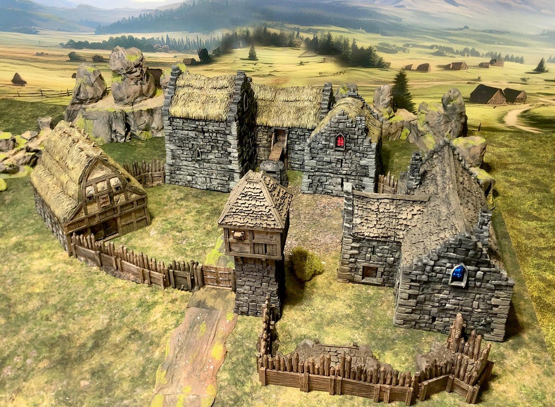 3D Printed Walled Village: Tabletop Terrain for Wargames - Etsy