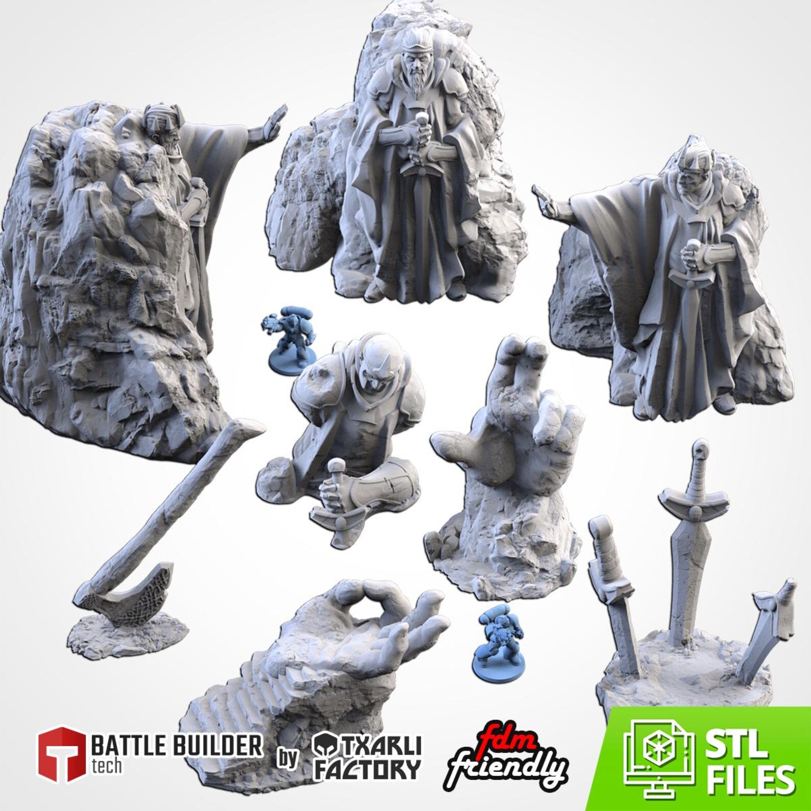 Txarli Factory Ruined Statues Terrain Set, Modular Wargames Terrain - Etsy