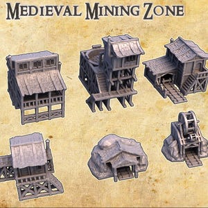 3D Printed Medieval Mining Zone – Tabletop RPG Terrain, 28mm - Etsy