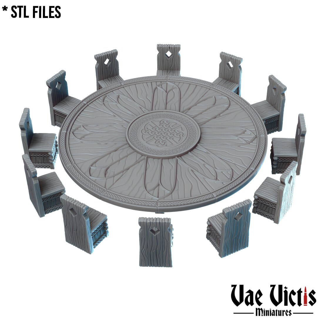 Royal Hall Round Table Set, Tabletop RPG Wargaming Scenery - Etsy