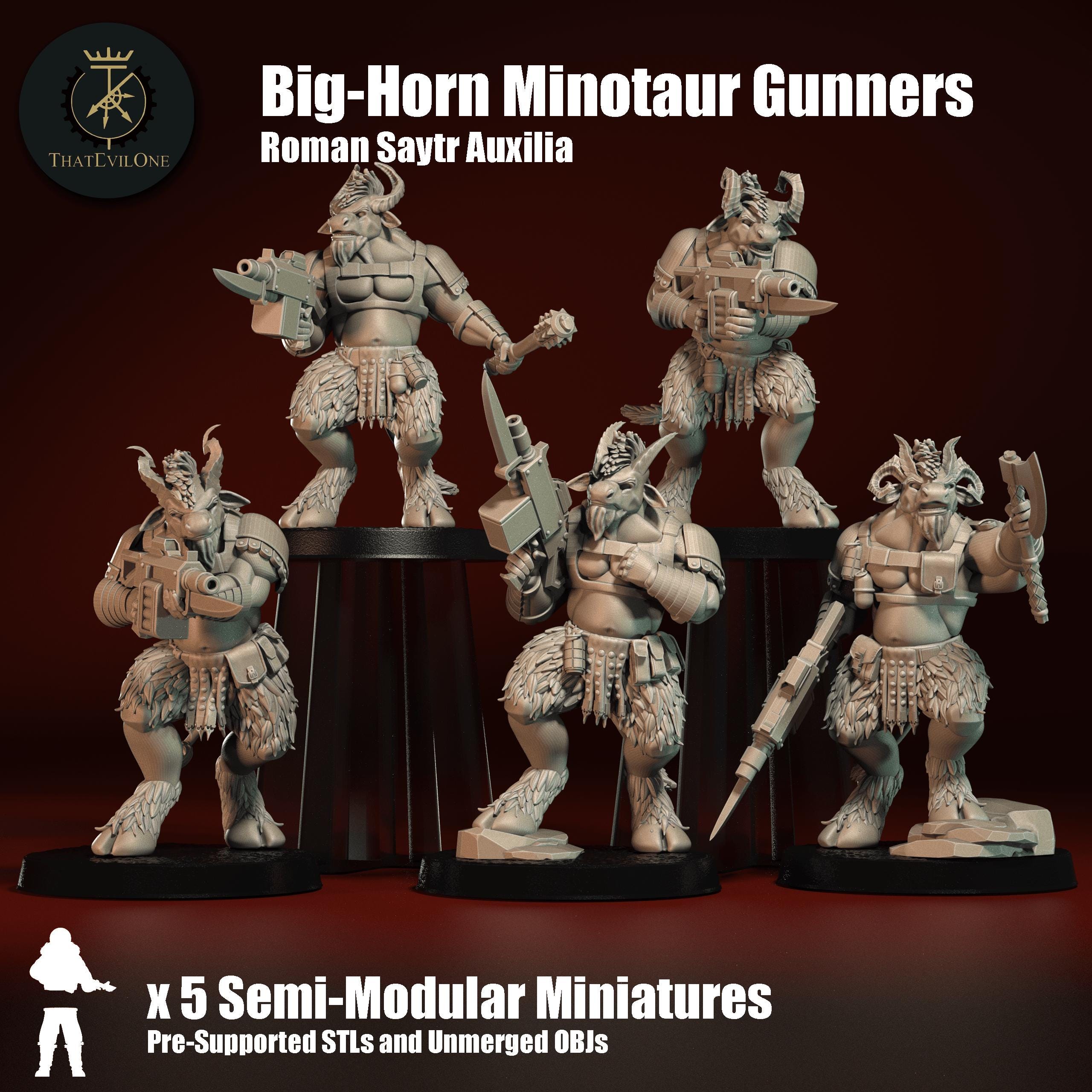 Saytr Big-horn Minotaur Gunners, Semi-modular Sci-fi Warriors by Thatevilone, Sci-fi Wargames ...